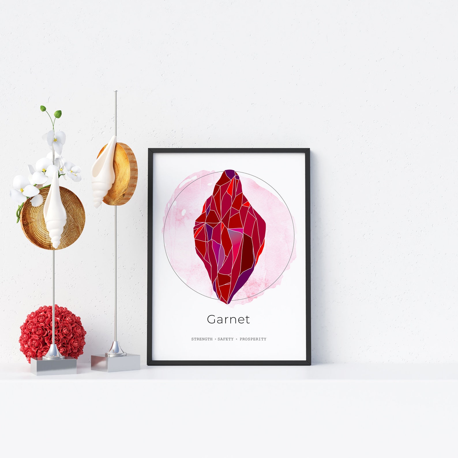 Garnet Crystal Art Print Crystal Gem Poster January | Etsy