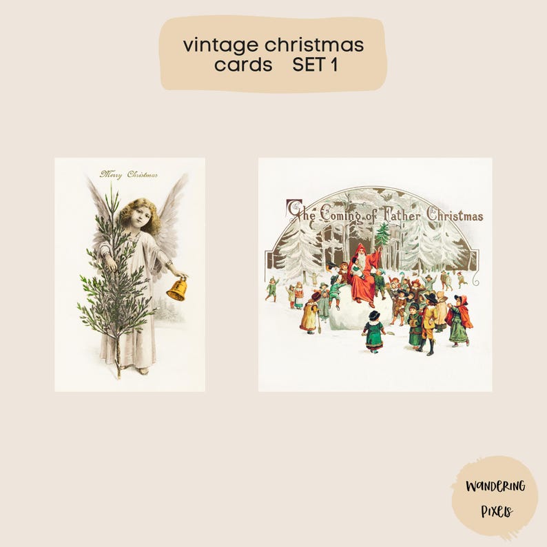 Printable Vintage Christmas Cards: 1900s Illustrations (10 Files) - Etsy