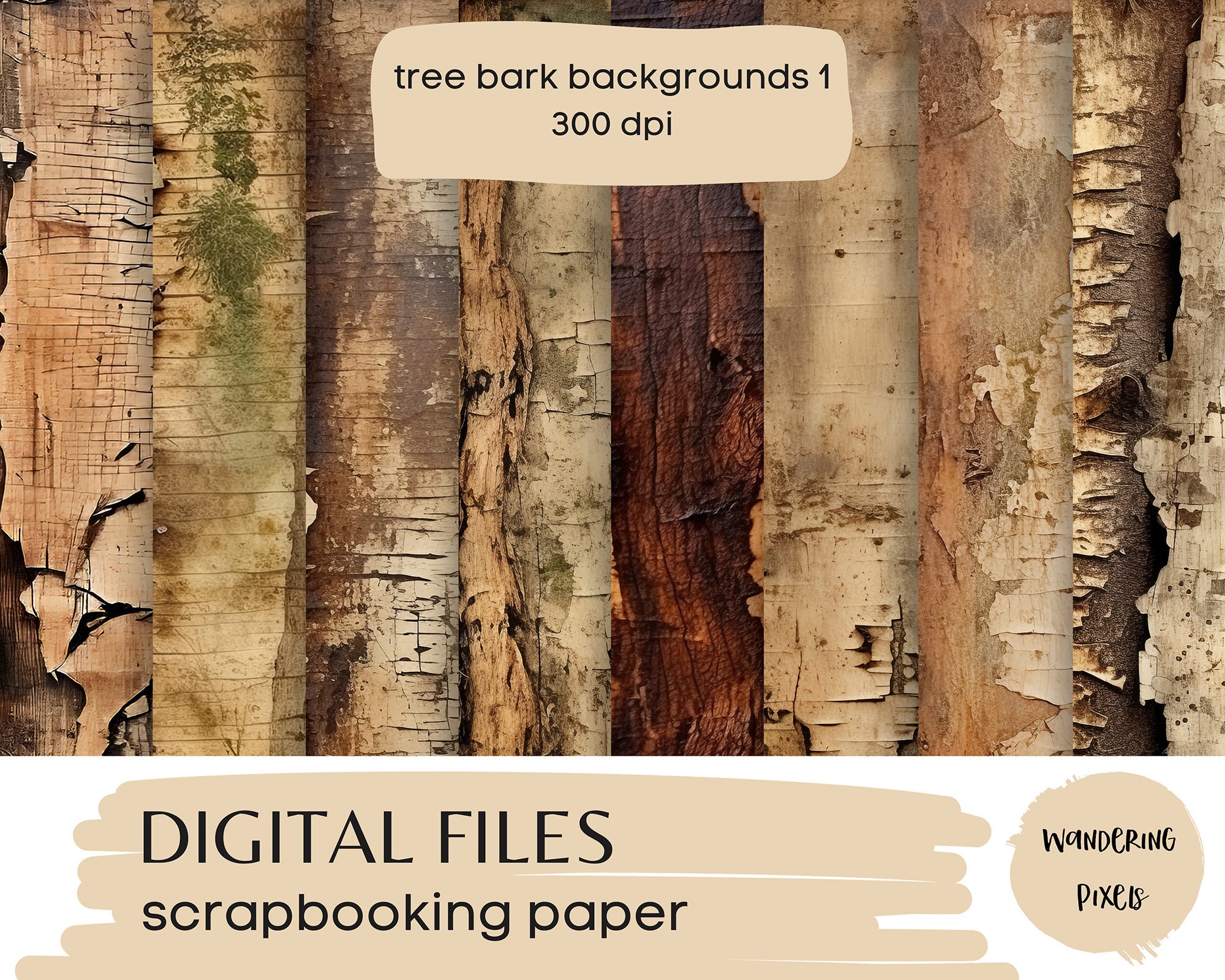 Distressed Tree Bark Digital Papers, Scrapbooking Paper, Instant ...