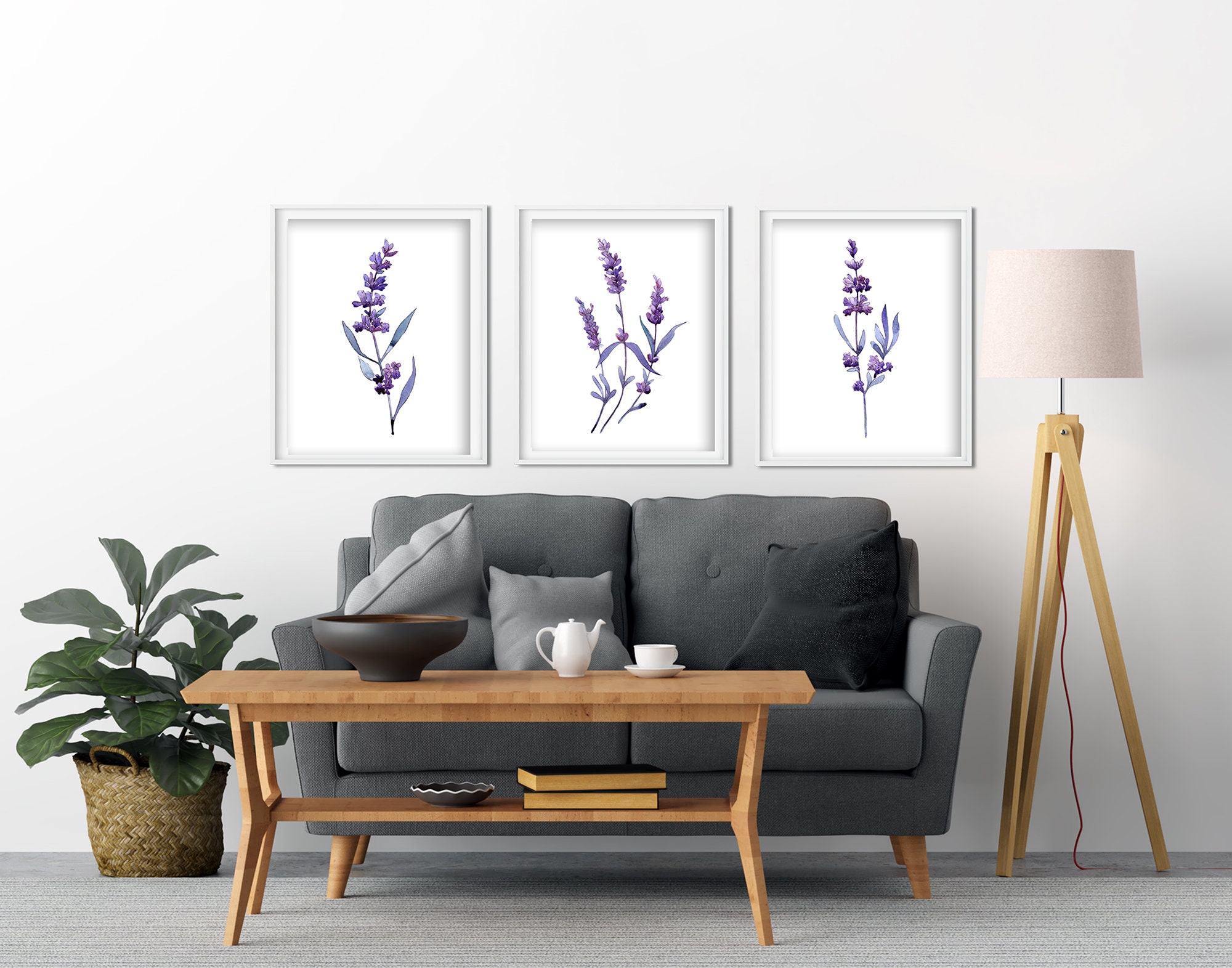 Lavender Art Print Watercolor Flowers Print Purple Flowers | Etsy