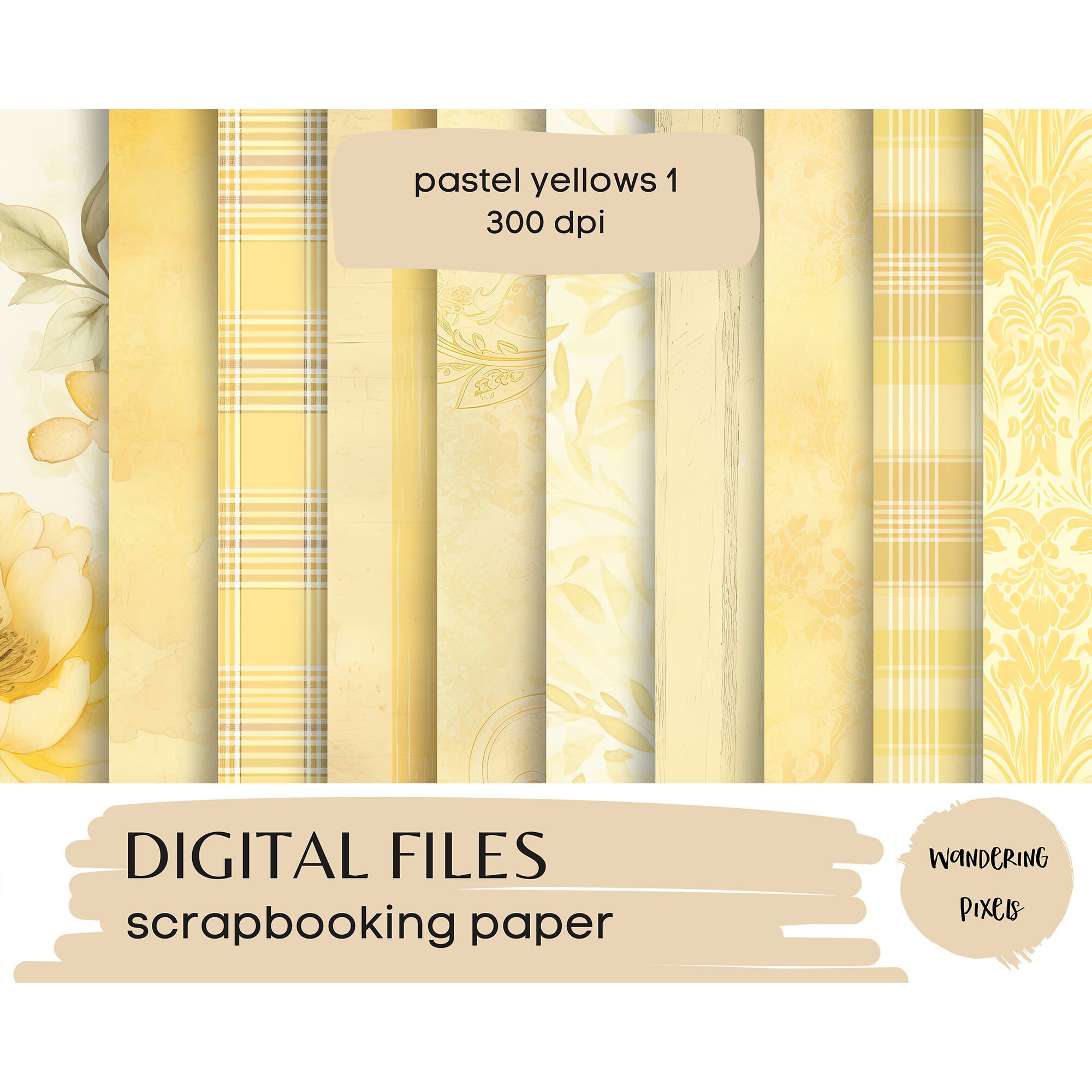 Pastel Yellow Digital Paper Pack: Scrapbook & Journal Pages (digital ...