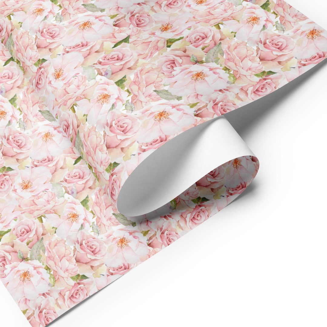 Watercolor Roses Wrapping Paper Sheets, Thick One-sided Wrapping Paper ...