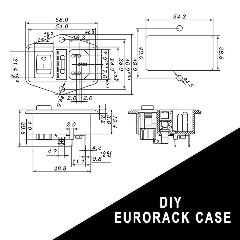 AC Main Power Socket With Switch and 10A Fuse Max. 250VAC, Eurorack ...