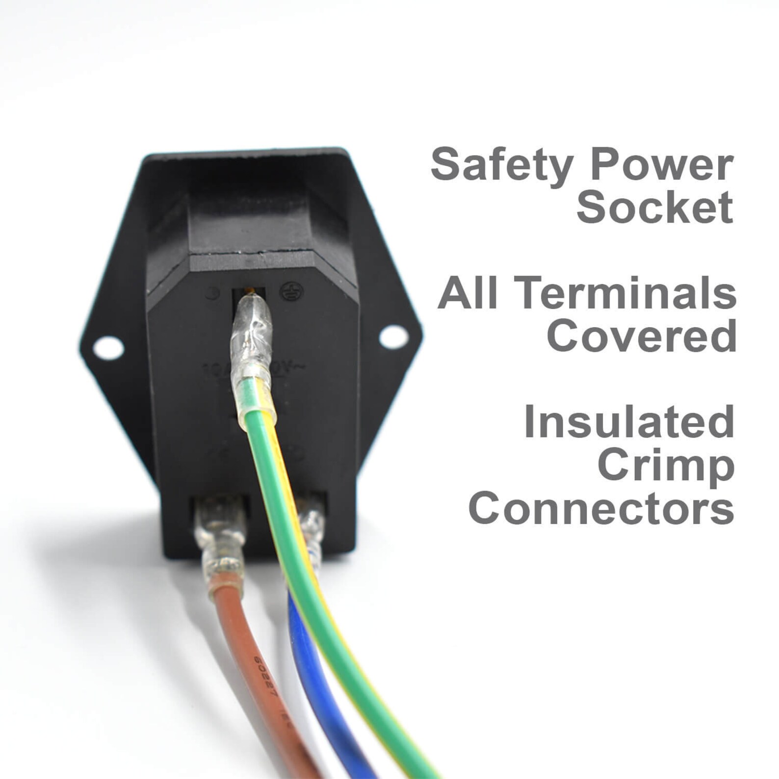 Safety AC Power Socket With Back Cover. Integrated Switch, Fuse and ...