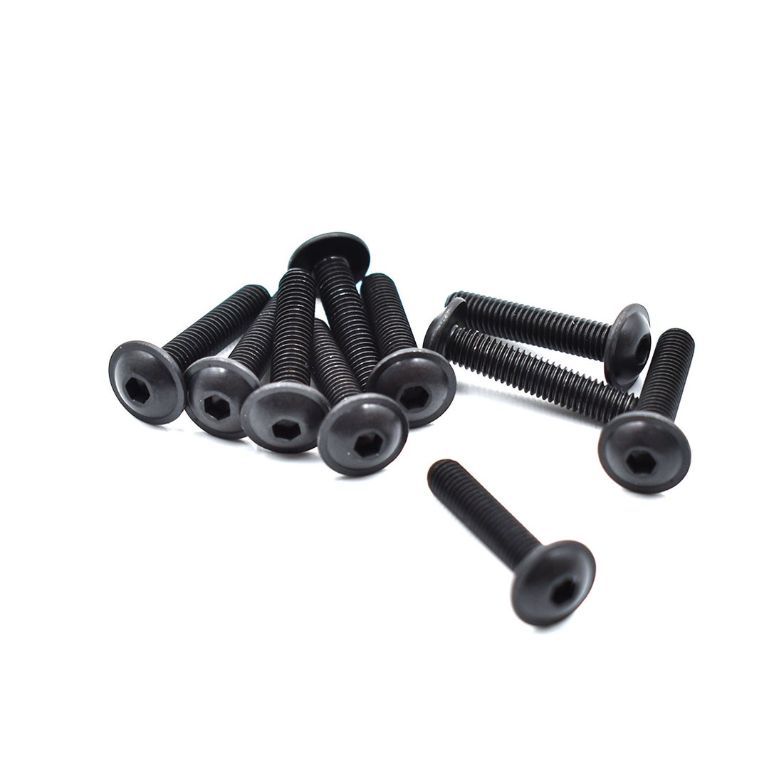 Screws M5x30mm, With Flange, Button Head, Imbus, Steel, Black Finish ...