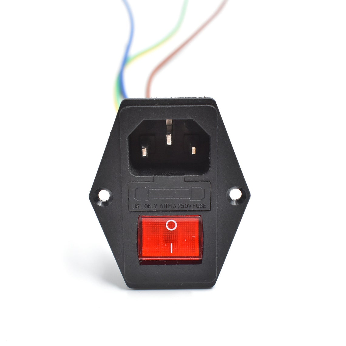 Safety AC Power Socket With Back Cover. Integrated Switch, Fuse and ...