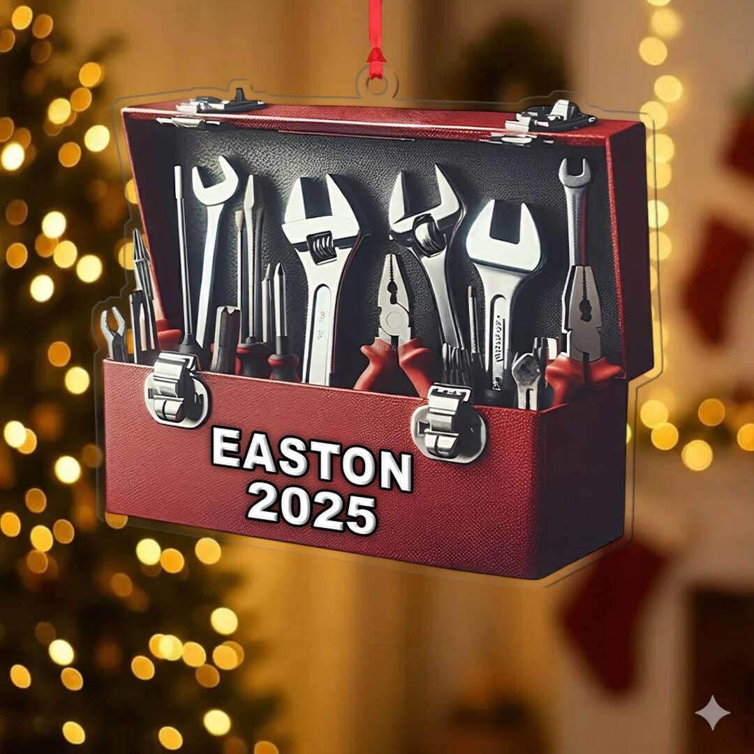 Toolbox Ornament 2D FLAT Acrylic Personalized, Custom Name Mechanic ...