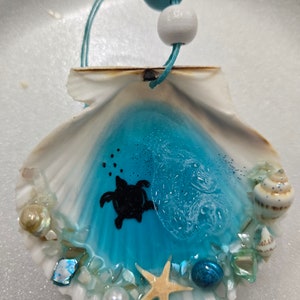 Resined Tropical Coastal Scallop Shell Ornaments-mermaid, Dolphin, Sea ...