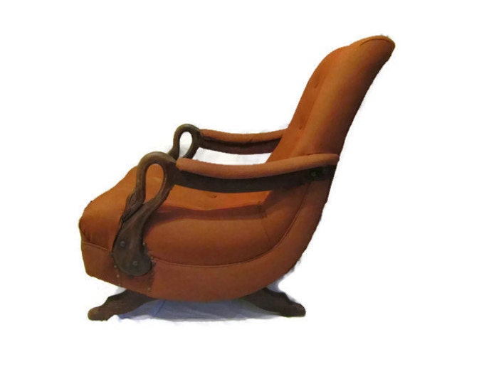 Vintage Chicago Gooseneck Upholstered Rocking Chair, Mid Century Seng ...