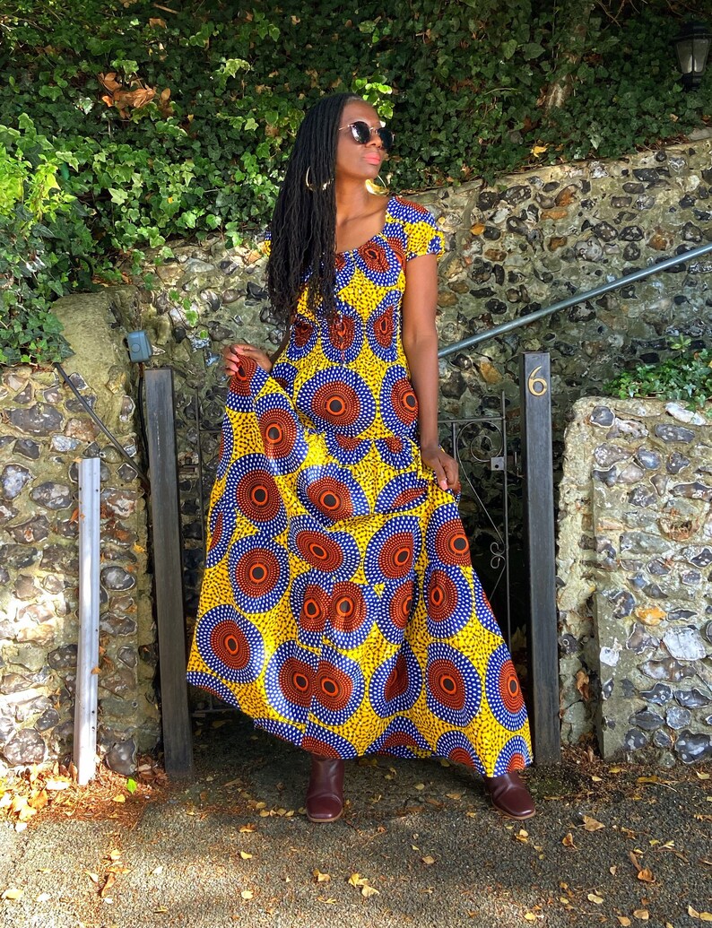 Afro Bohemian Peasant Inspired African Print Maxi Dress. - Etsy