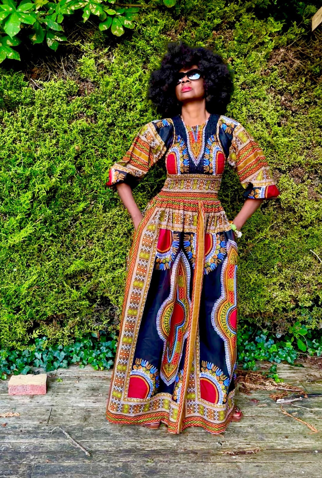 SHATU Maxi Black Dashiki With Puff Sleeves. - Etsy