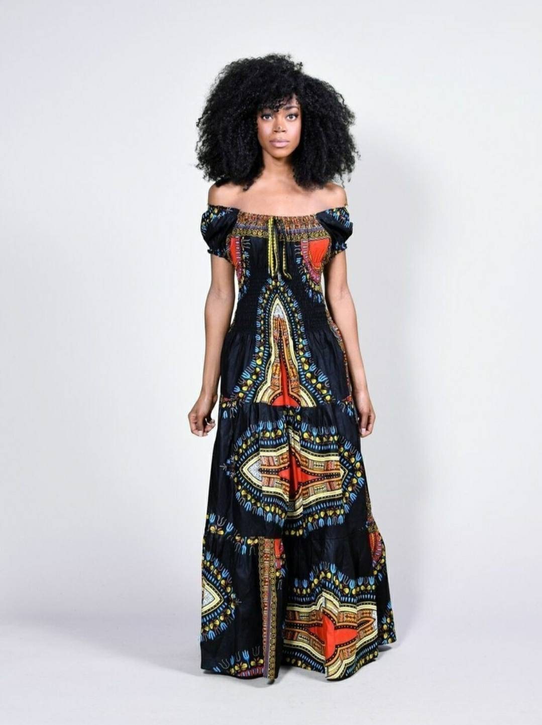 Black Dashiki Gypsy Inspired Maxi Dress - Etsy