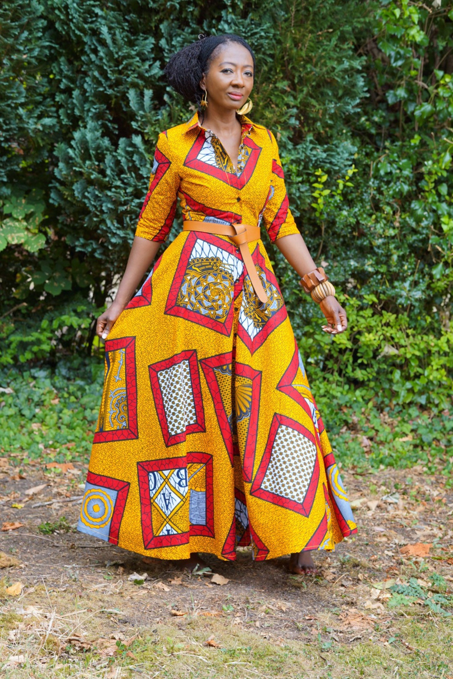 KASI Classic Maxi Shirt Dress in Orange. - Etsy