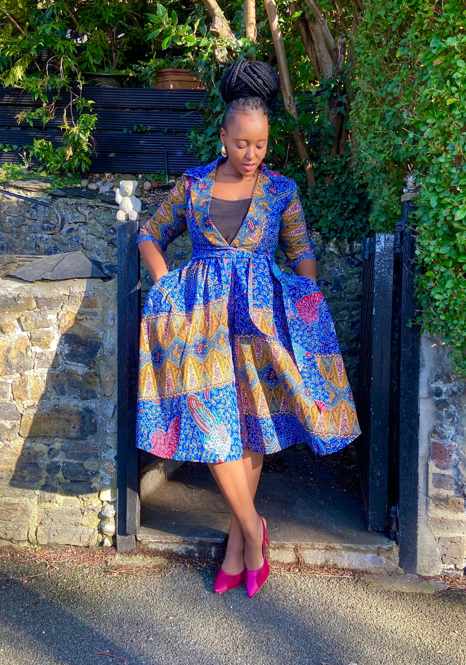KAYLA Coat Dress in Blue and Mustard Hues. - Etsy