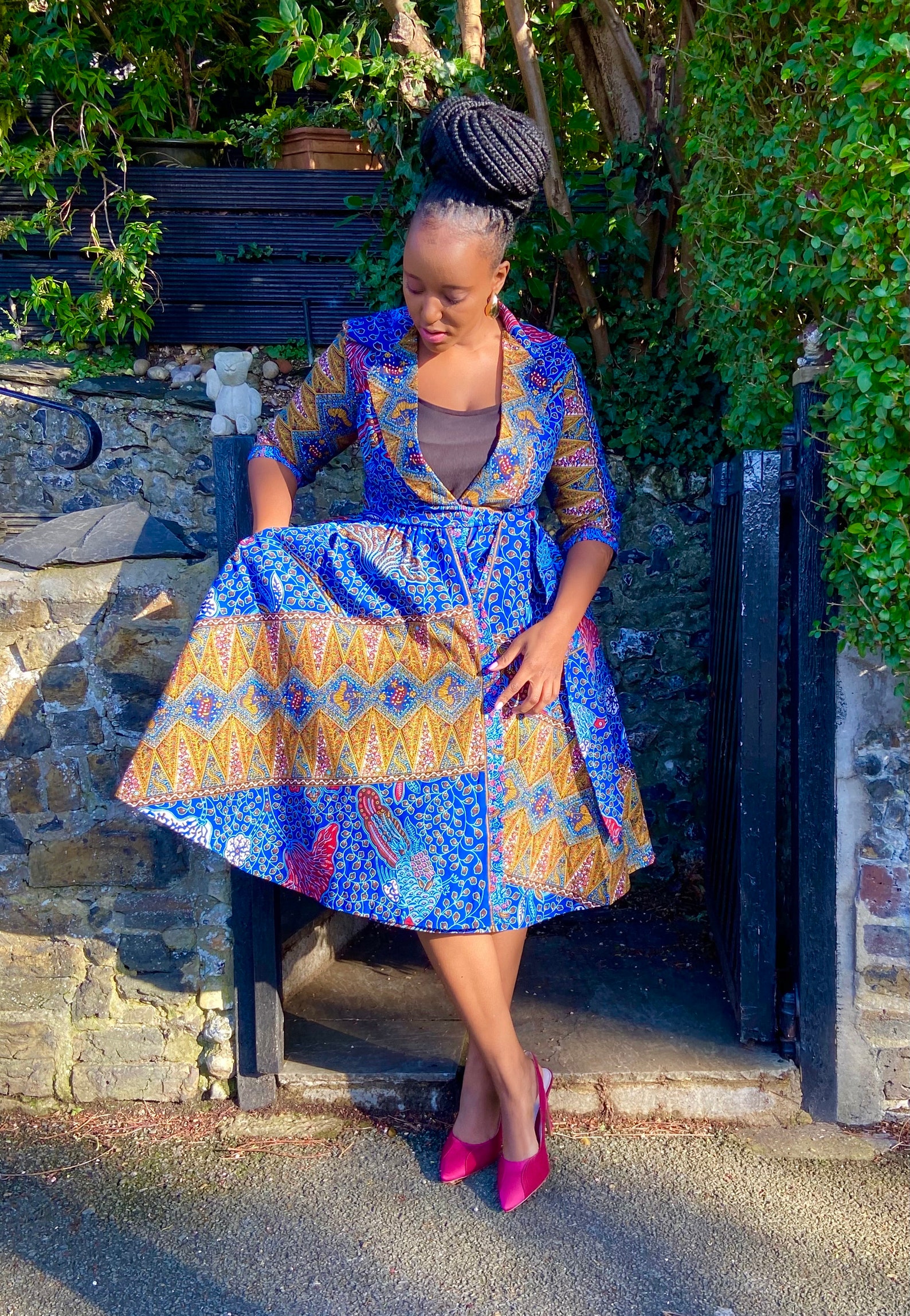 KAYLA Coat Dress in Blue and Mustard Hues. - Etsy