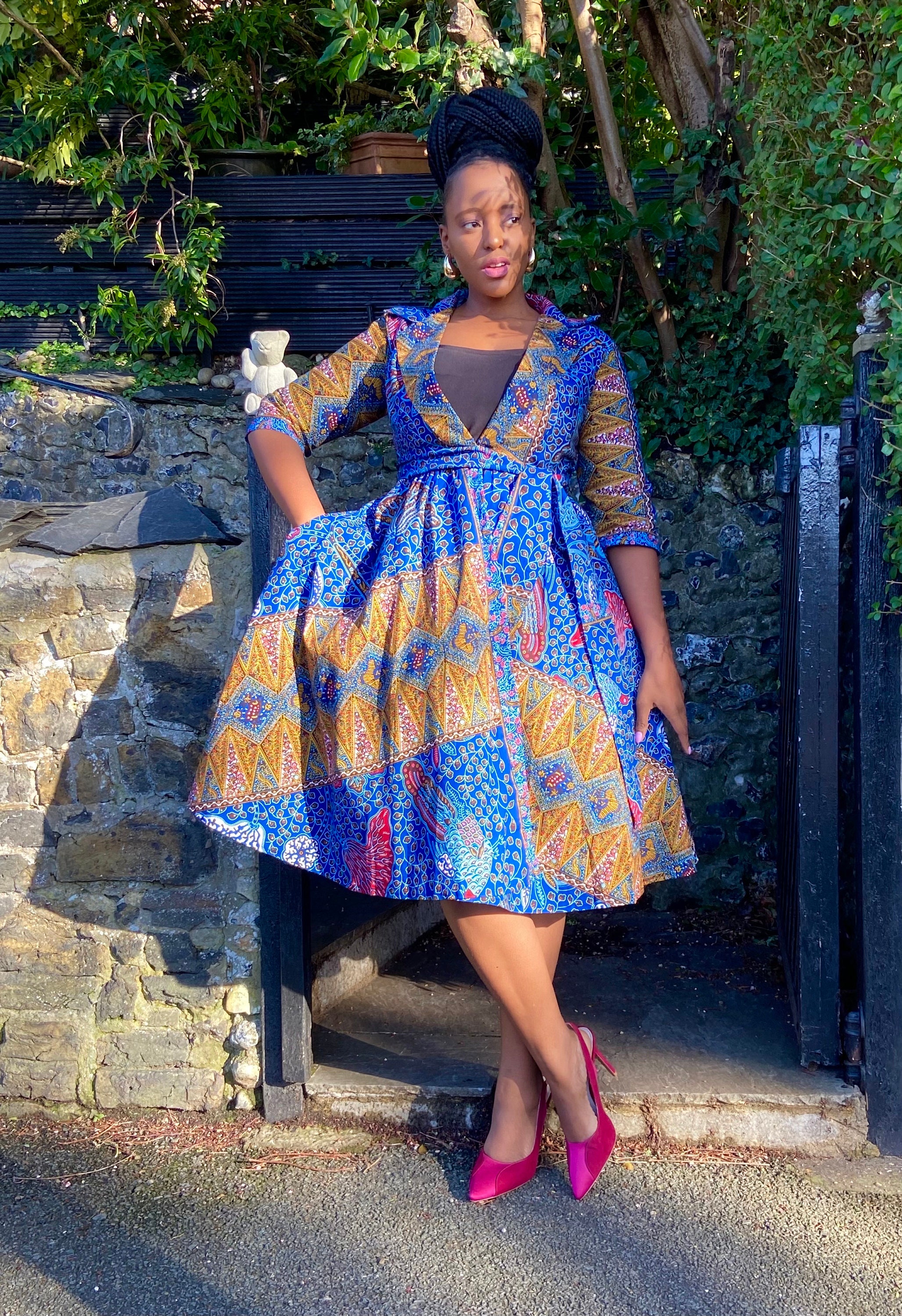 KAYLA Coat Dress in Blue and Mustard Hues. - Etsy