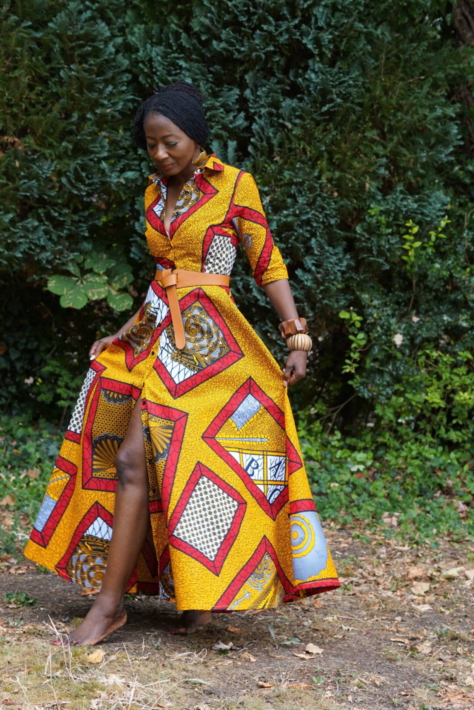 KASI Classic Maxi Shirt Dress in Orange. - Etsy