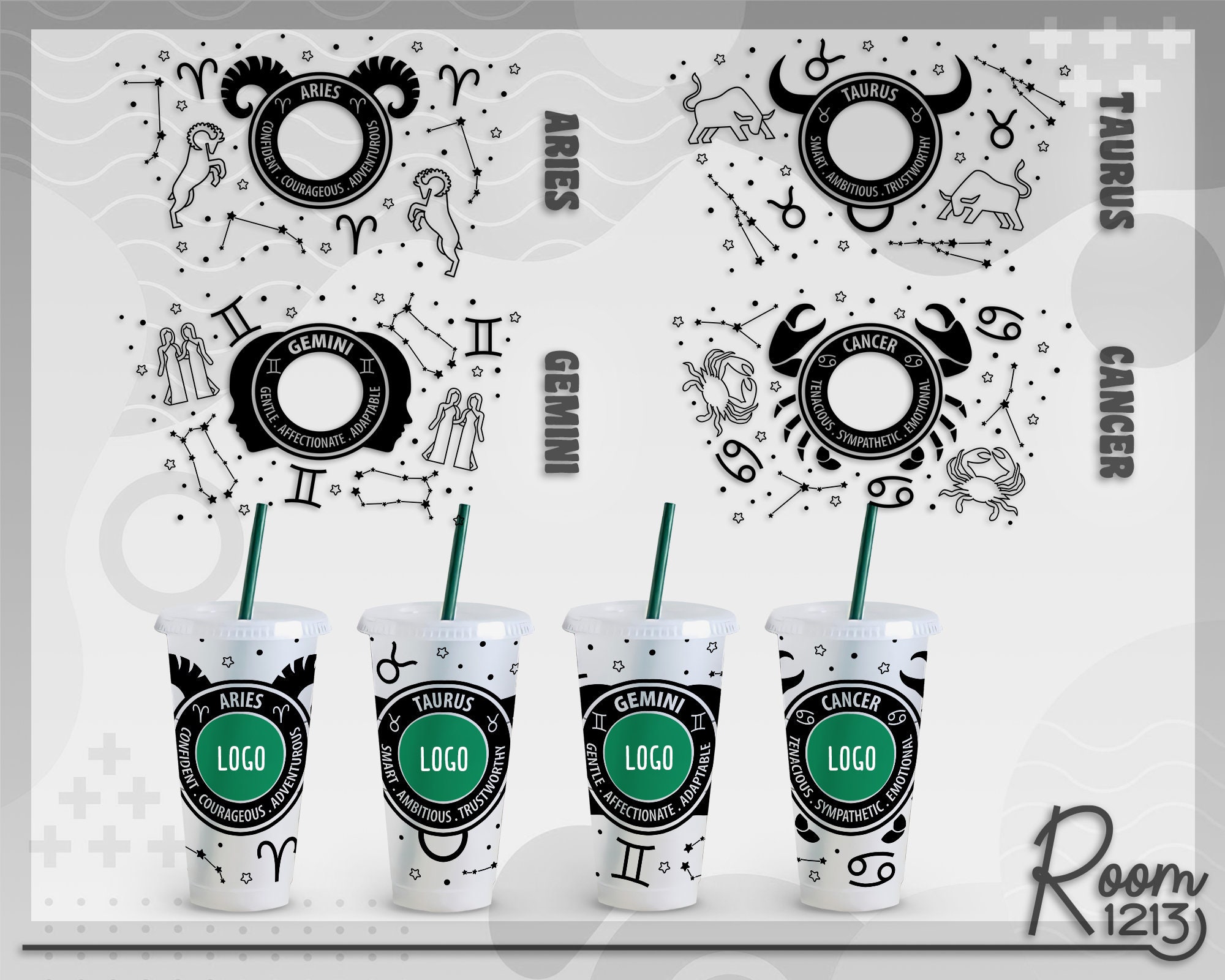 Zodiac Sign Wrap Bundle Svg, Astrology Tumbler Wrap Svg, Horoscope Wrap ...