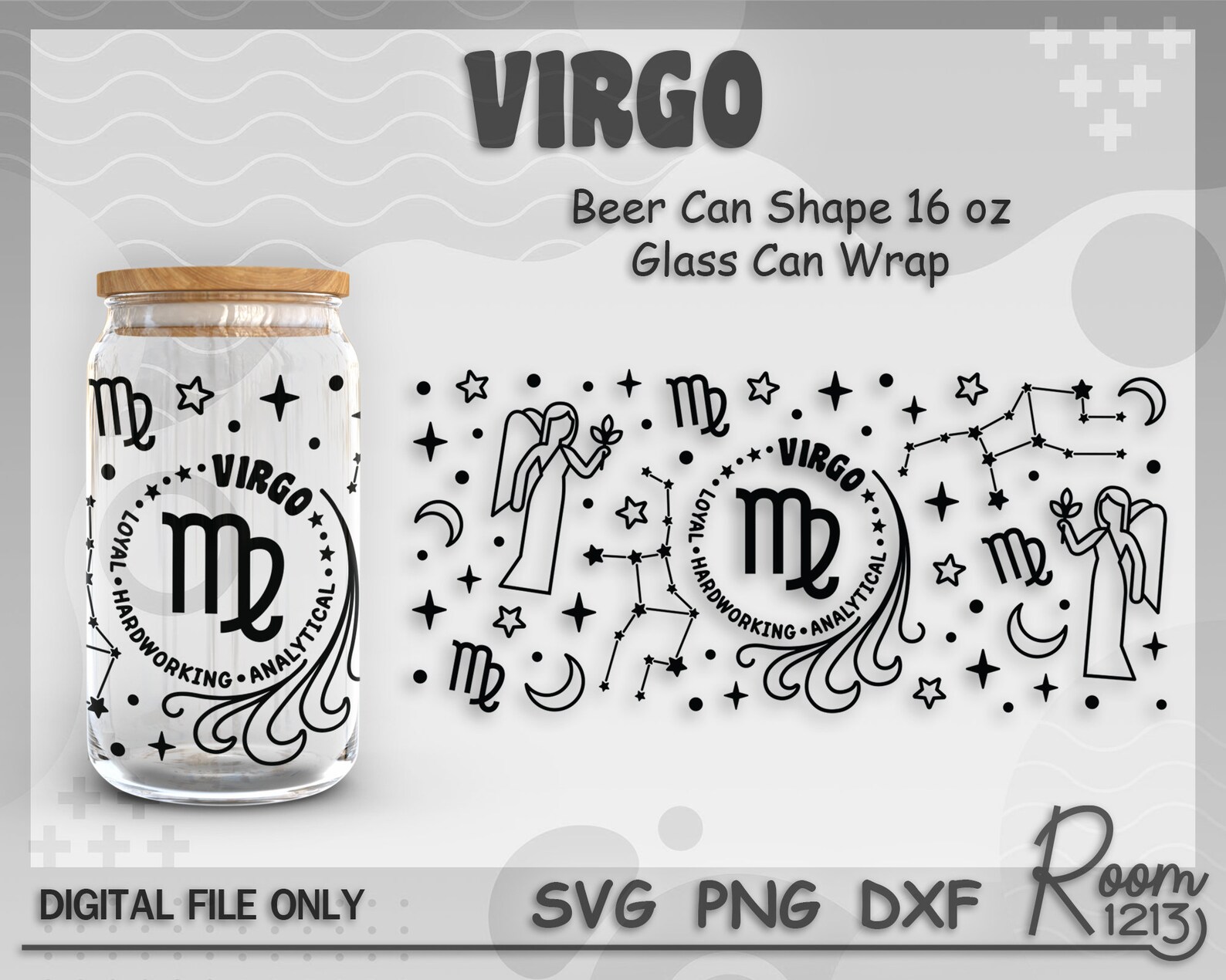 Virgo Zodiac Sign Can Wrap Svg, Astrology Libbey Can Svg, Horoscope ...