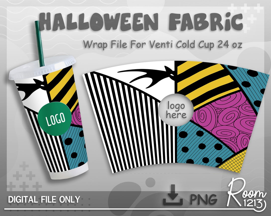 Halloween Nightmare Fabric Cold Cup Png, Gothic Cartoon Tumbler Wrap ...