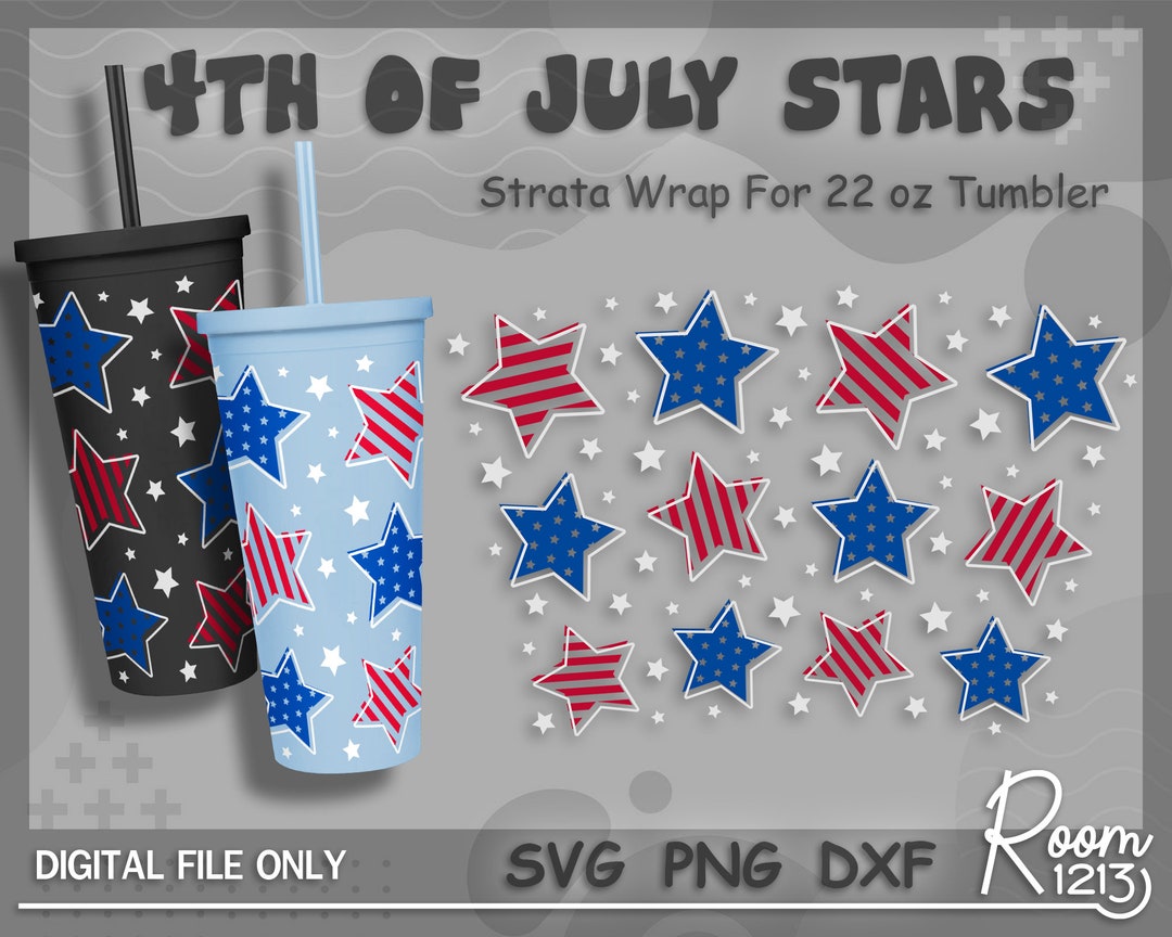 4th of July Strata Wrap Svg, Red White & Blue Stars Strata Cup File ...