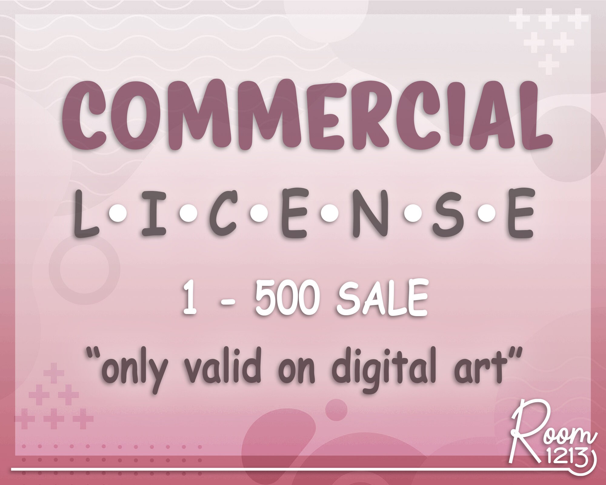 Commercial Use License for Digital File, Commercial License - up to 500 ...