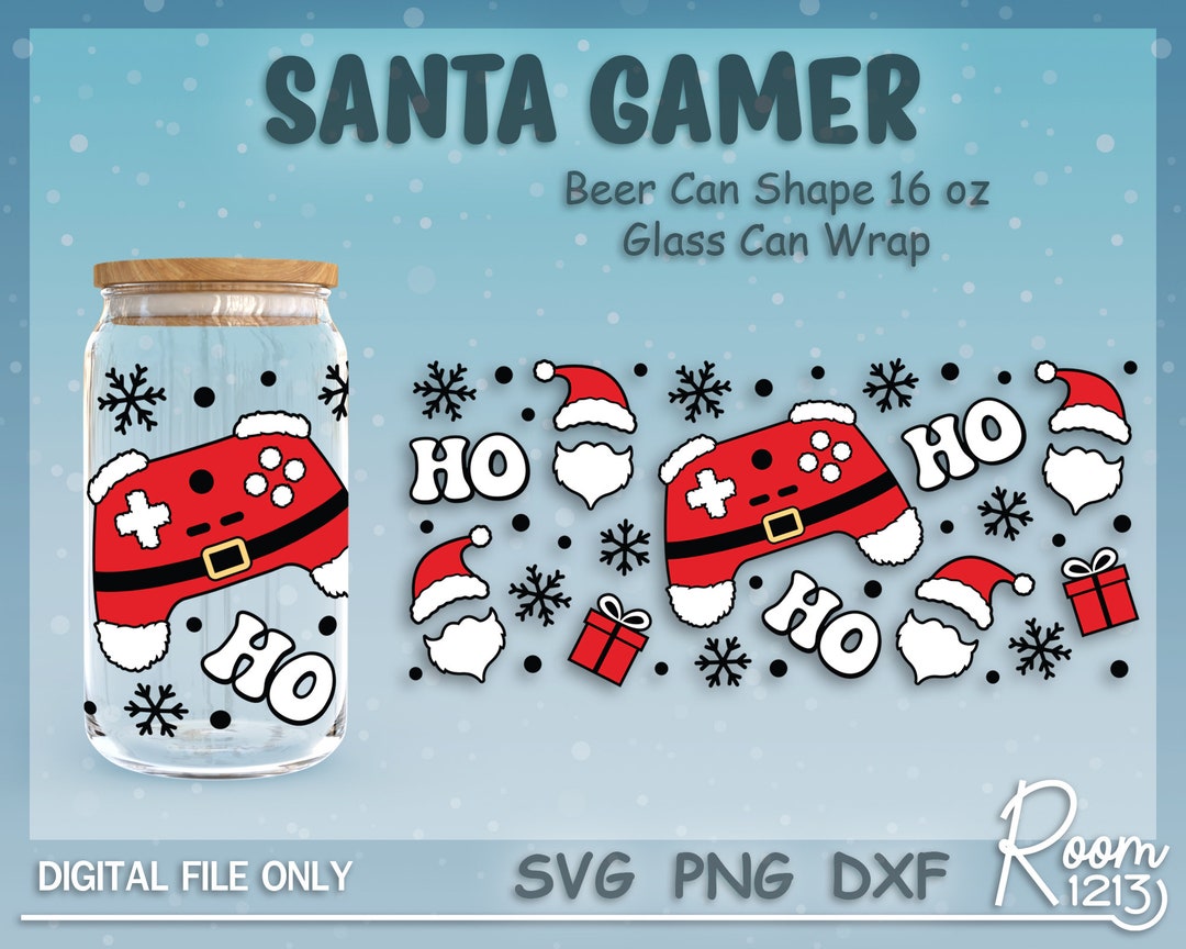 Santa Gamer Can Wrap Svg, X-mas Santa Claus Wrap File, Christmas Video ...