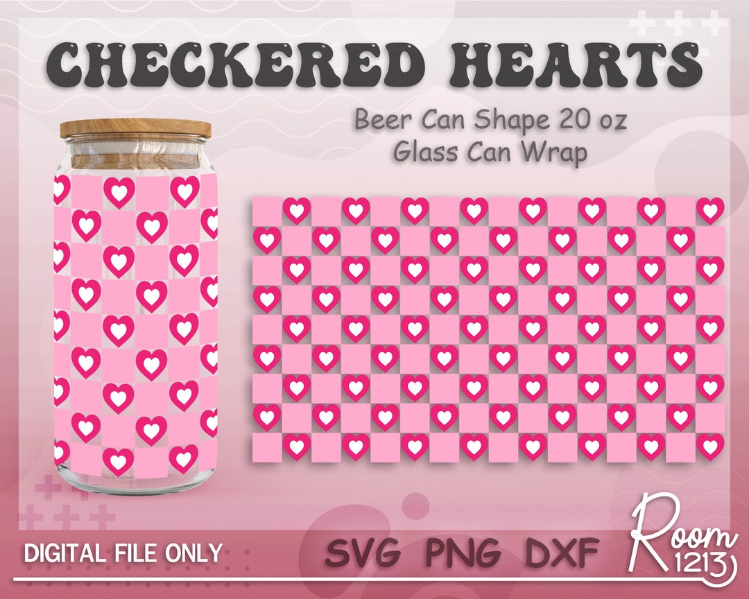 Valentine's Day Checker Wrap File Svg, Checkered Hearts Can Wrap Svg ...