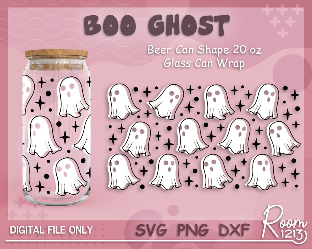 Boo Ghost Wrap Svg, Halloween Can Glass Wrap File, Cute Spooky Ghost ...