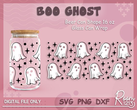 Boo Ghost Wrap Svg Halloween Can Glass Wrap File Cute Spooky - Etsy