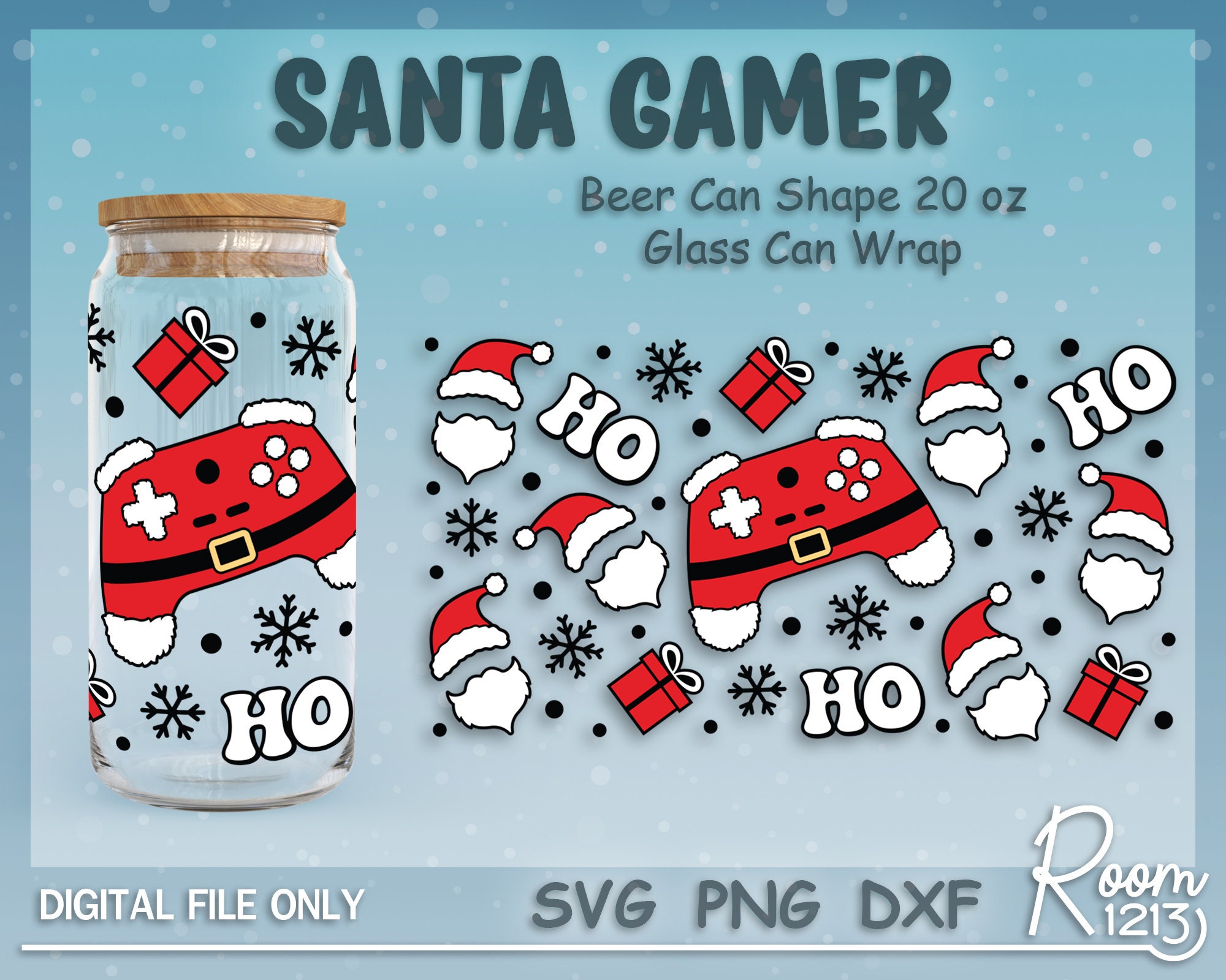 Santa Gamer Can Wrap Svg, X-mas Santa Claus Wrap File, Christmas Video ...