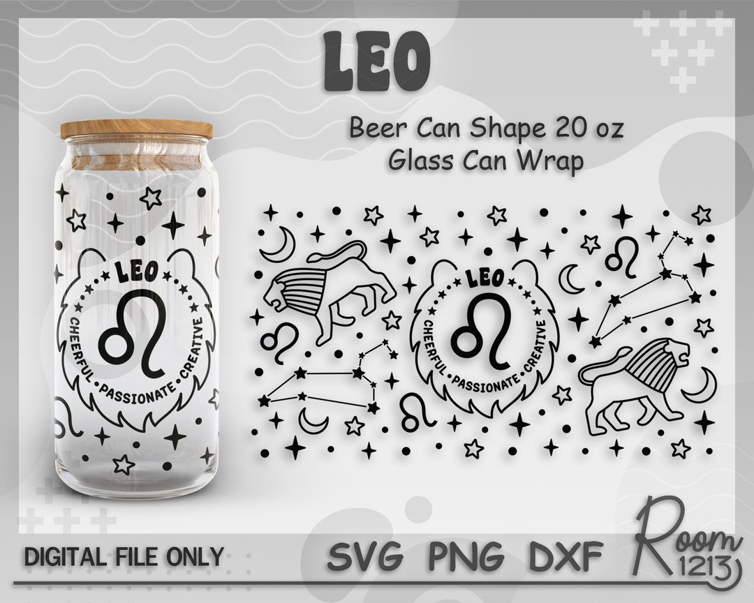Leo Zodiac Sign Can Wrap Svg, Astrology Libbey Can Svg, Horoscope Wrap ...