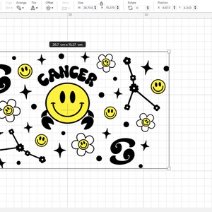 Cancer Smiley Face Zodiac Sign Wrap Svg, Retro Astrology Tumbler Wrap ...