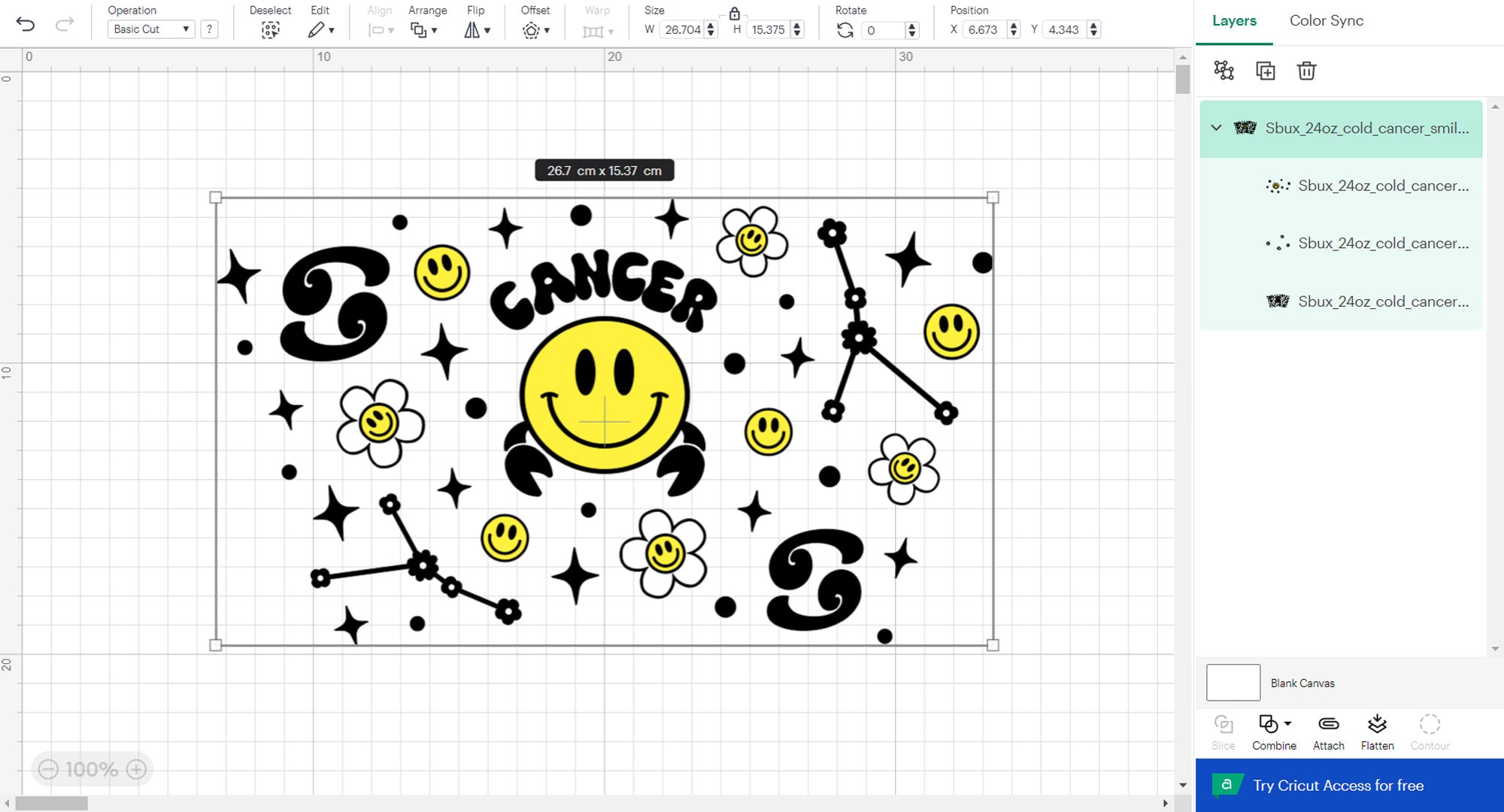 Cancer Smiley Face Zodiac Sign Wrap Svg, Retro Astrology Tumbler Wrap ...