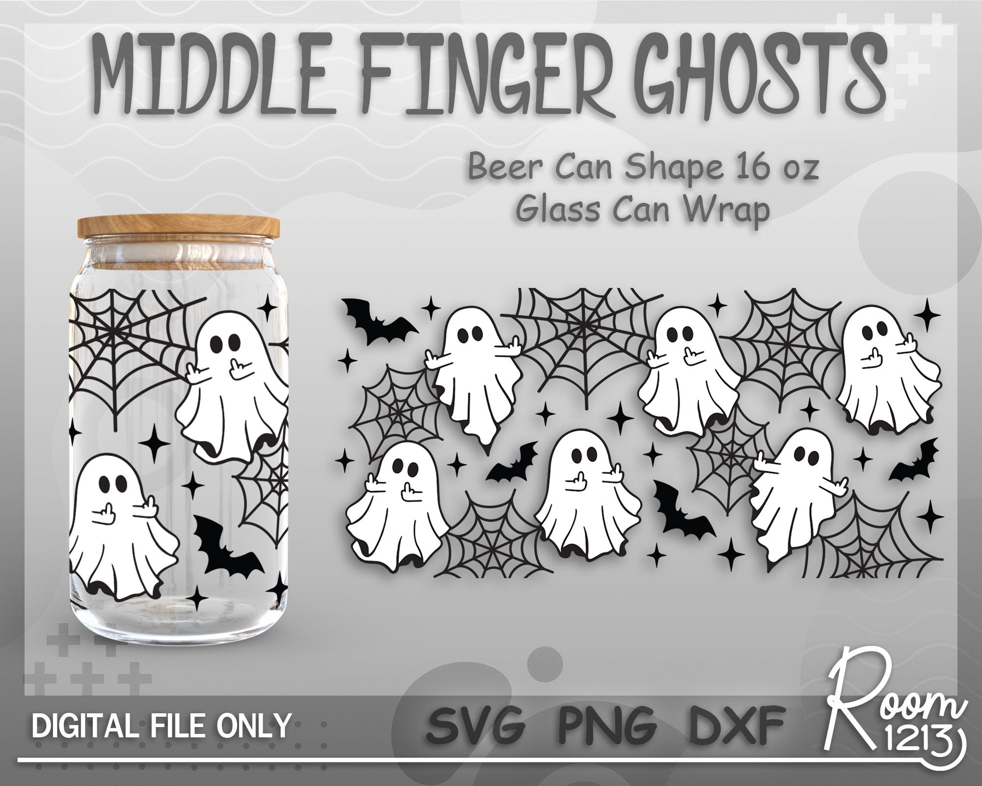 Middle Finger Ghosts Can Glass Svg, Spooky Halloween Wrap File, Ghost ...