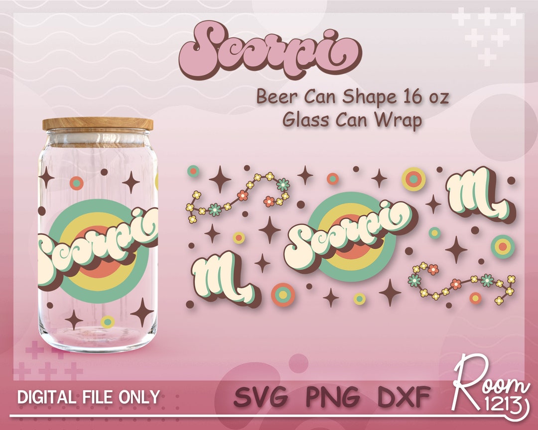 Scorpio Retro Zodiac Sign Can Wrap Svg, Groovy Constellations Libbey ...