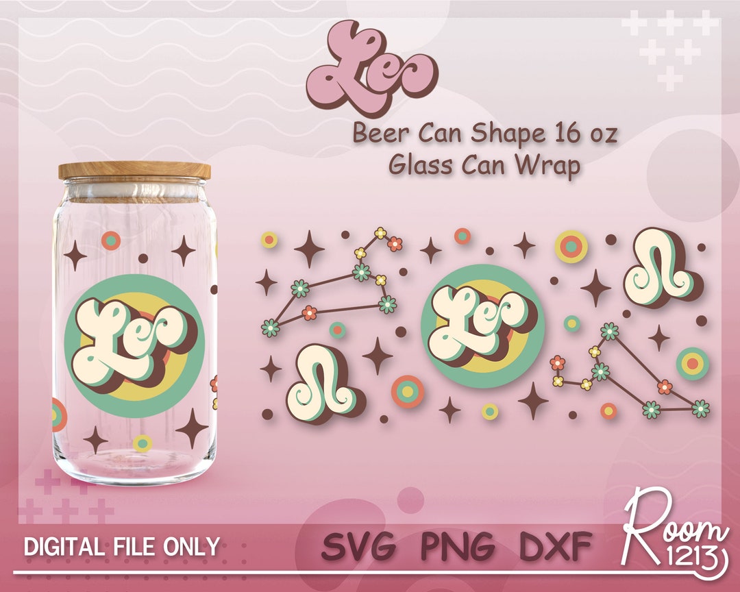 Leo Retro Zodiac Sign Can Wrap Svg, Groovy Constellations Libbey Can ...