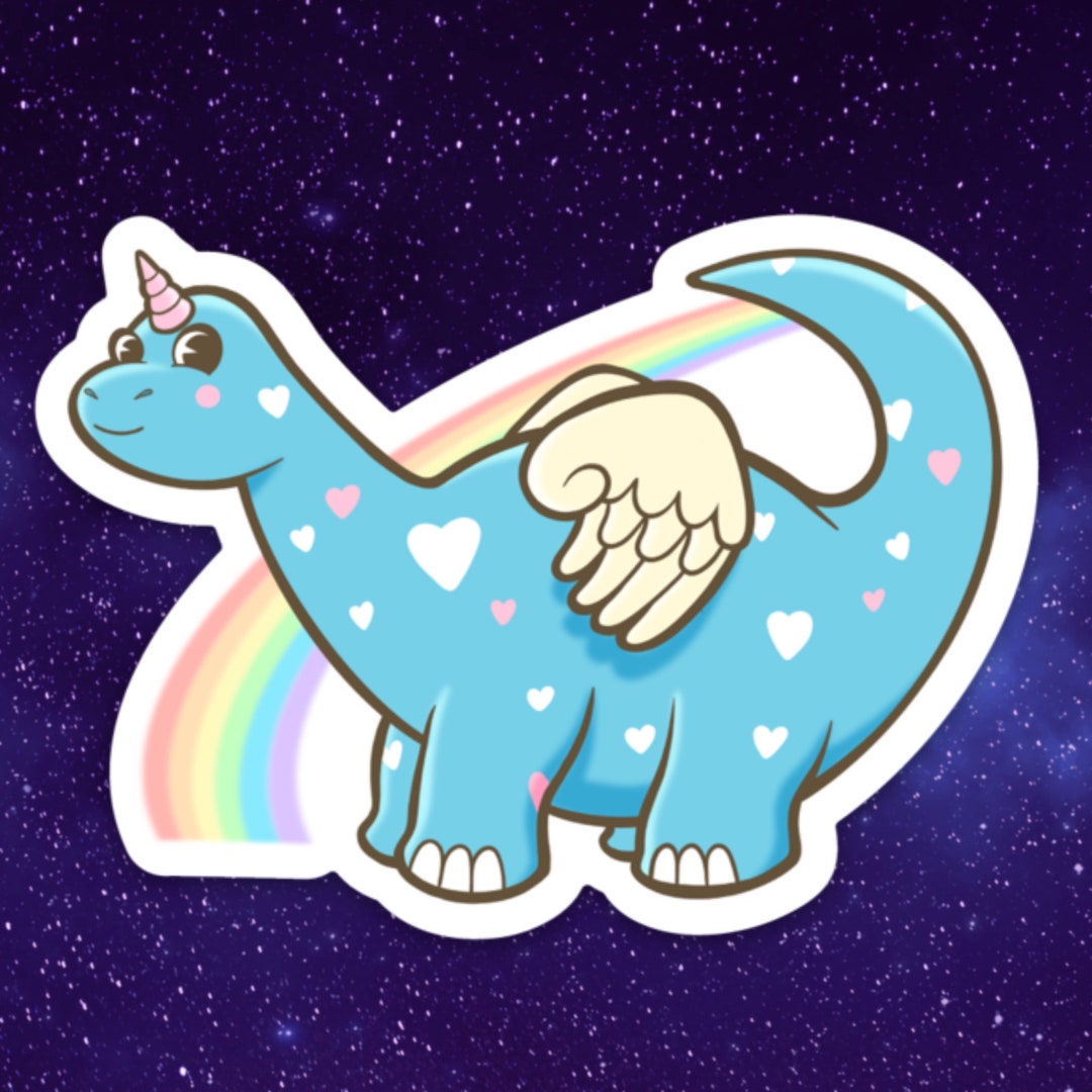 Unicorn Dinosaur Sticker - Cute Sticker - Unicorn Sticker - Dinocorn ...