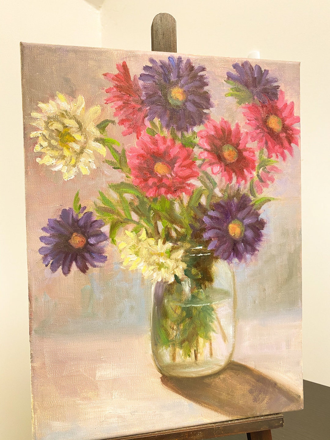 Aster Painting Original Floral Oil Painting, Painting on Canvas, Oil ...