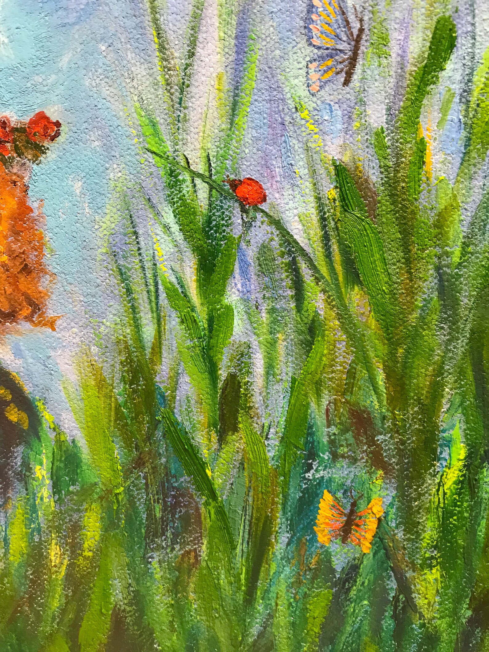 Oil Painting Butterfly Girl Red Head Butterfly Net Diadem - Etsy