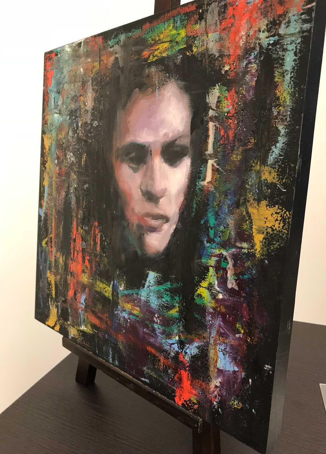 Retrato abstracto original pintura al óleo, decoración contemporánea ...