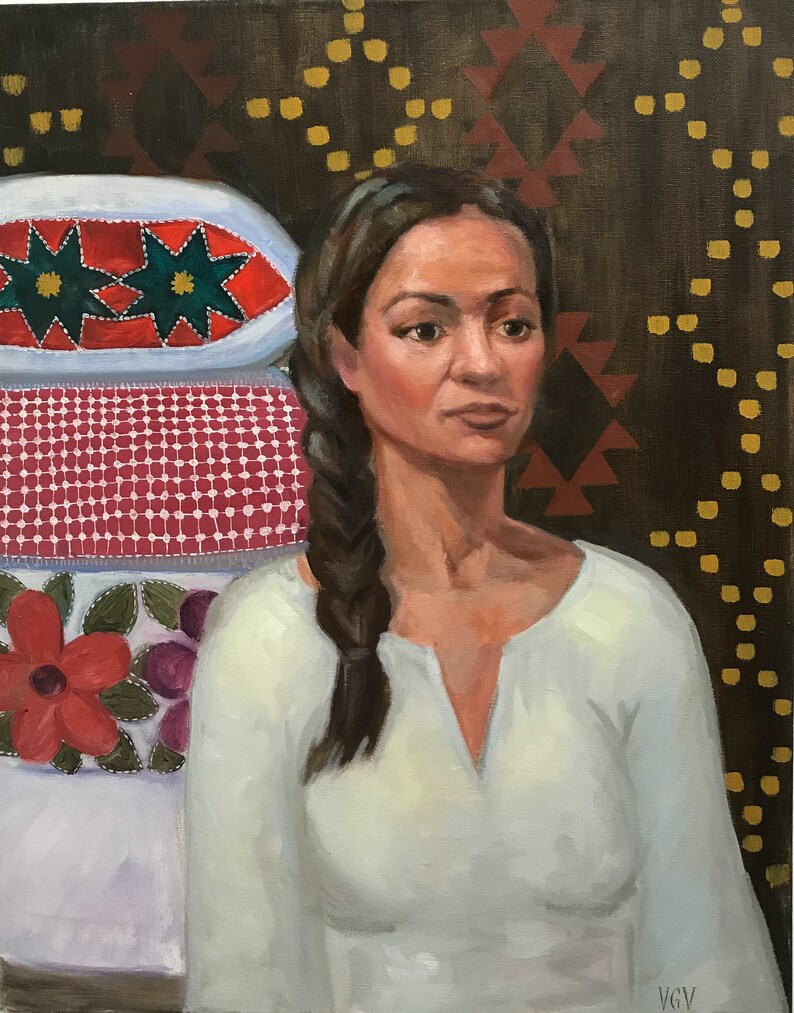 Moldovan Woman Oil Painting Ethnic Woman Portrait on Canvas Ethnic Art ...