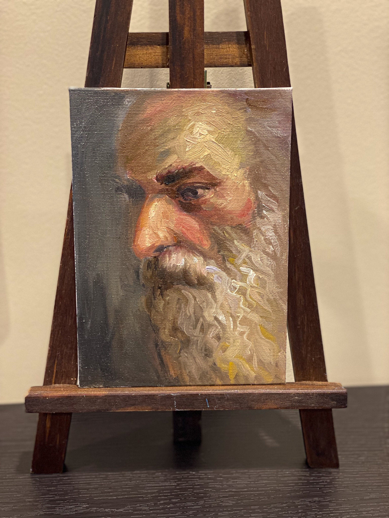 Old Man Painting, Original Oil Painting, Man With Beard, Portrait ...