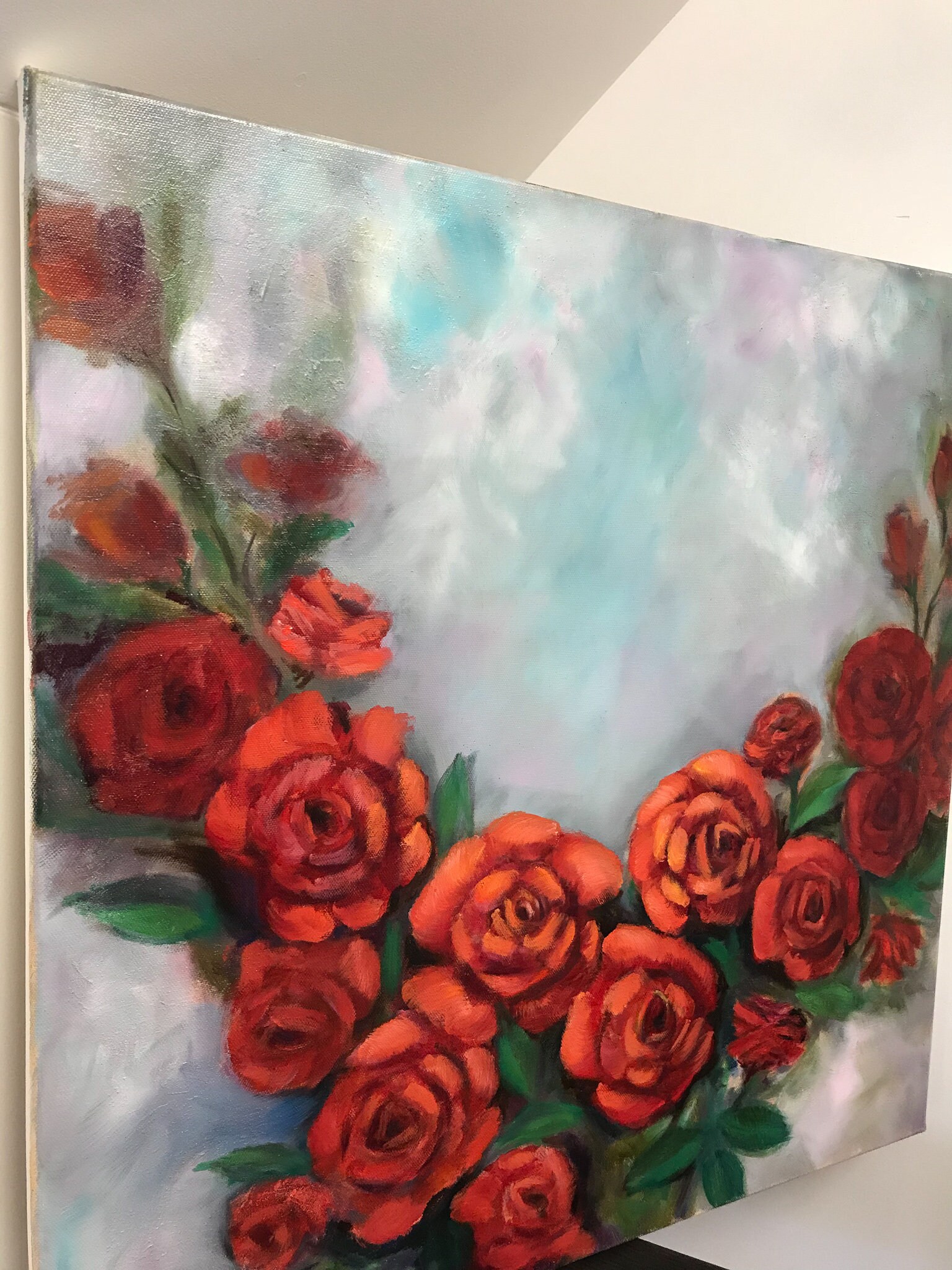 Red Roses Original Oil Painting Red Flowers Painting Still - Etsy Denmark
