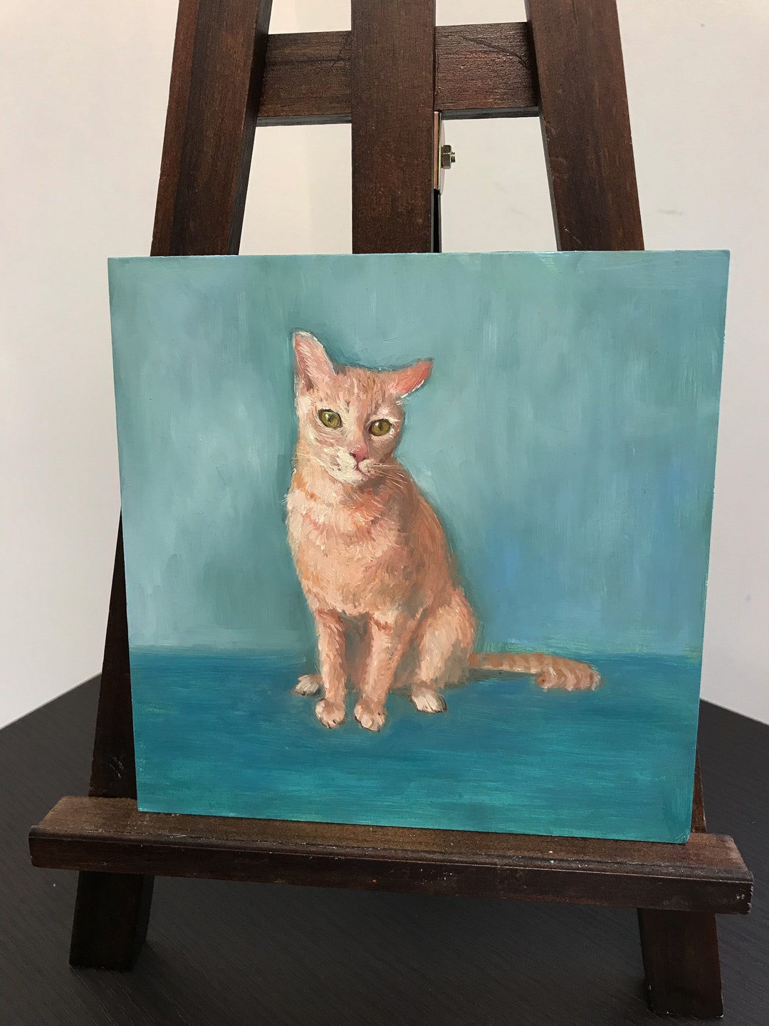 Pink Cat Portrait Oil Painting, Pink Cat, Pet Portrait, Original Oil ...