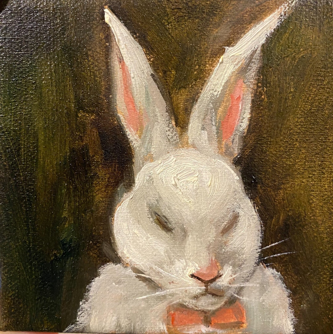Bunny Painting, Rabbit Art, Original Oil Painting, Animal Art, Painting ...
