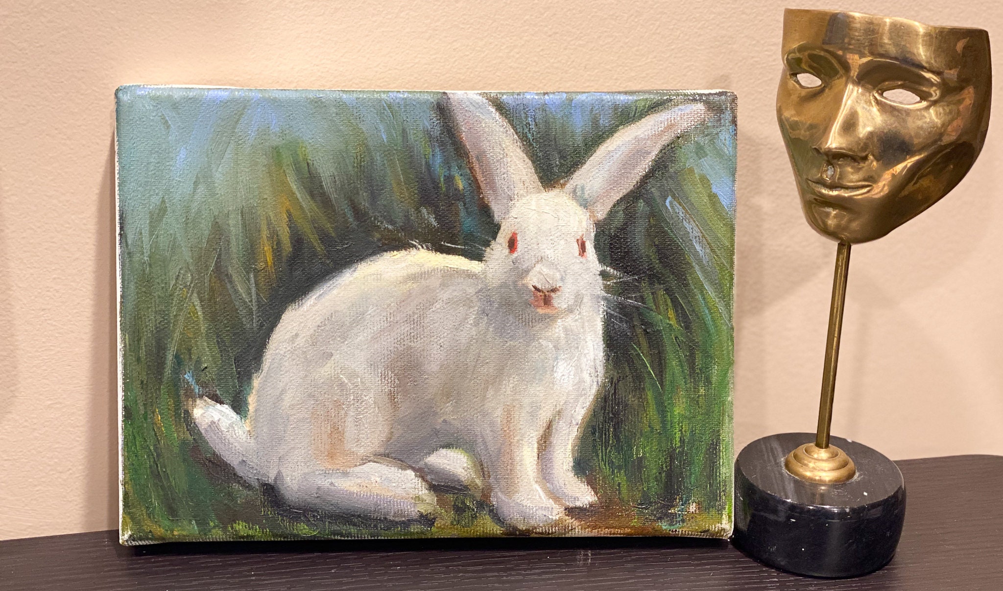 Bunny Painting, Rabbit Art, Original Oil Painting, Animal Art, Painting ...