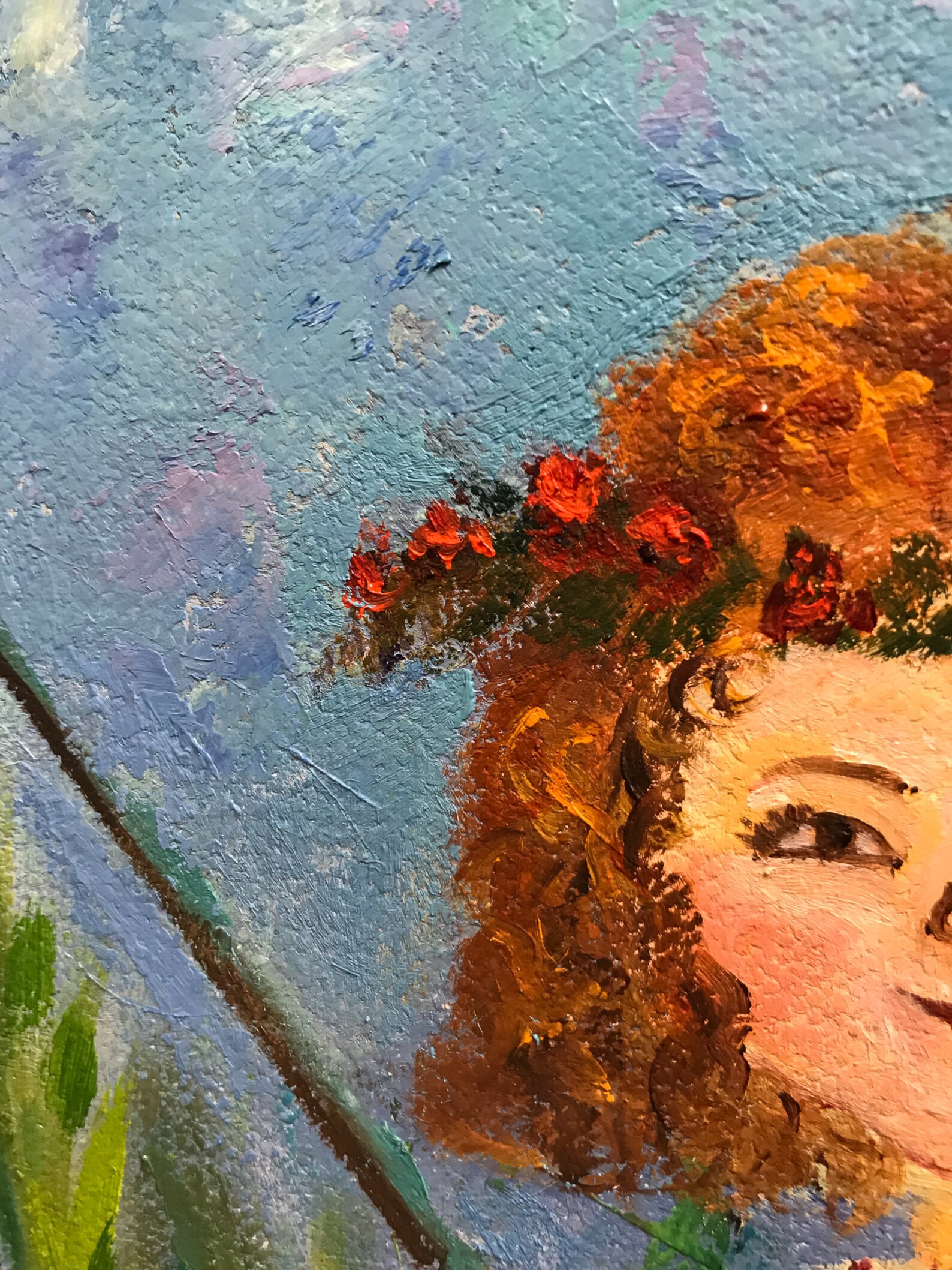 Oil Painting Butterfly Girl Red Head Butterfly Net Diadem - Etsy
