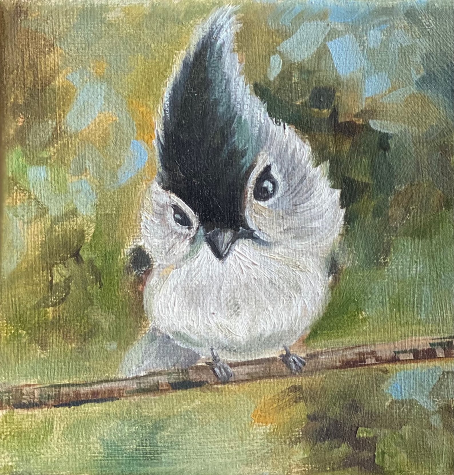Cute Little Bird Original Oil Painting on Canvas, Small Painting 5