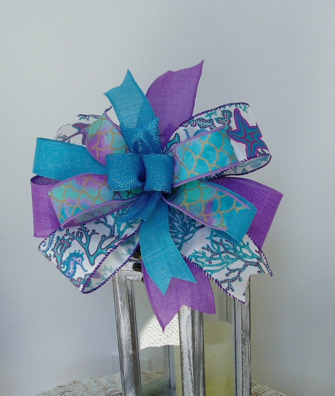 Summer Wreath Bow, Beach Wreath Bow, Nautical Bow, Summer Lantern Bow ...